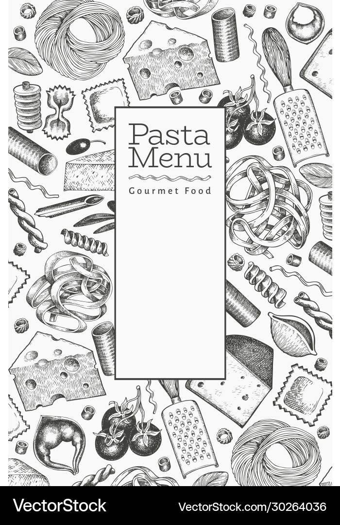 Italian pasta with additions design template hand Vector Image