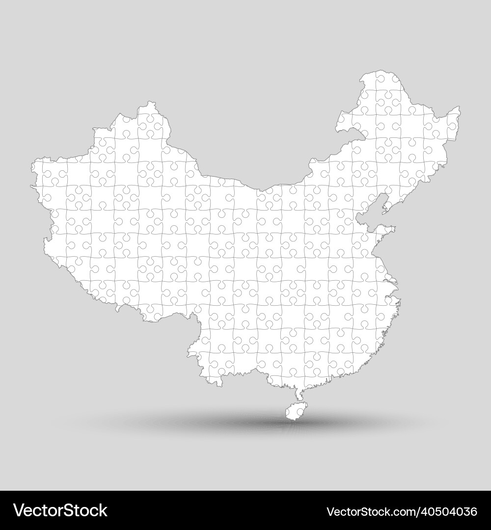 Map china from white puzzle jigsaw Royalty Free Vector Image