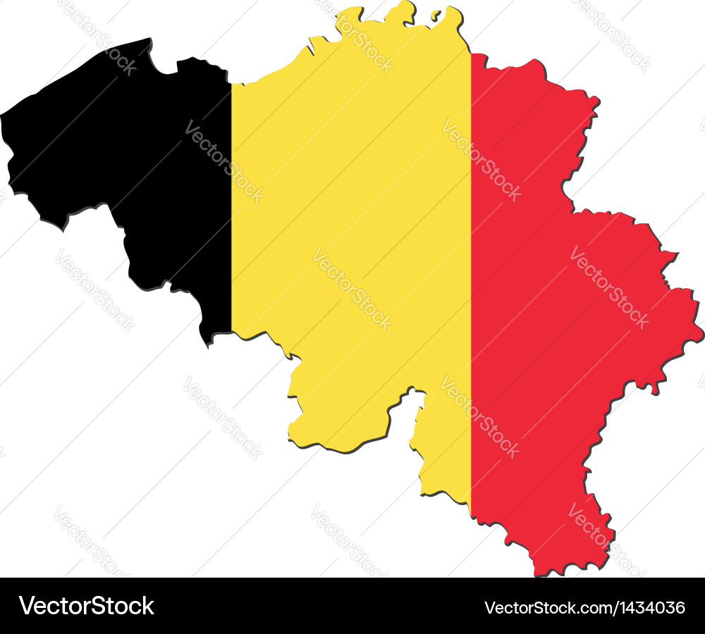 Map of belgium with national flag Royalty Free Vector Image