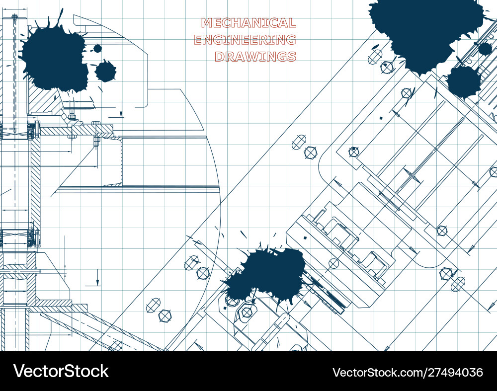 Mechanical engineering drawings technical design Vector Image