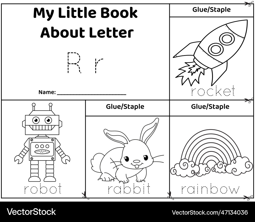 My little book about letter rr Royalty Free Vector Image