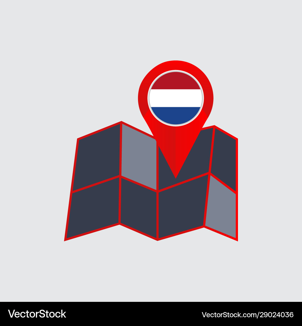 Netherlands map pins are isolated country flags Vector Image