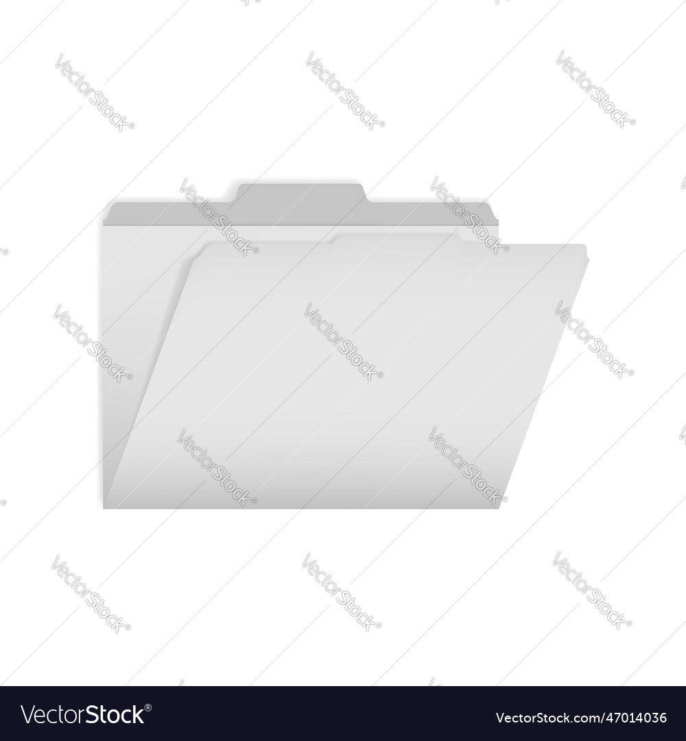 Open empty gray tabbed file folder realistic Vector Image
