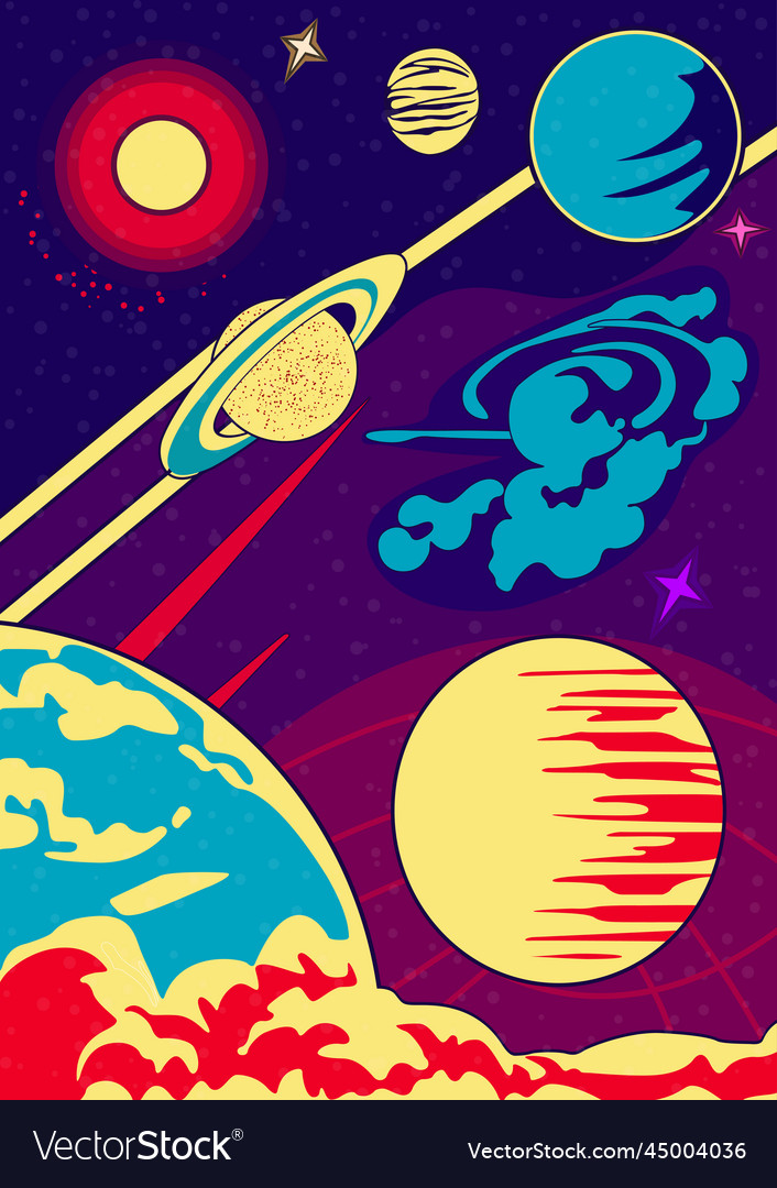 Outer space background cosmos scenes with planets Vector Image