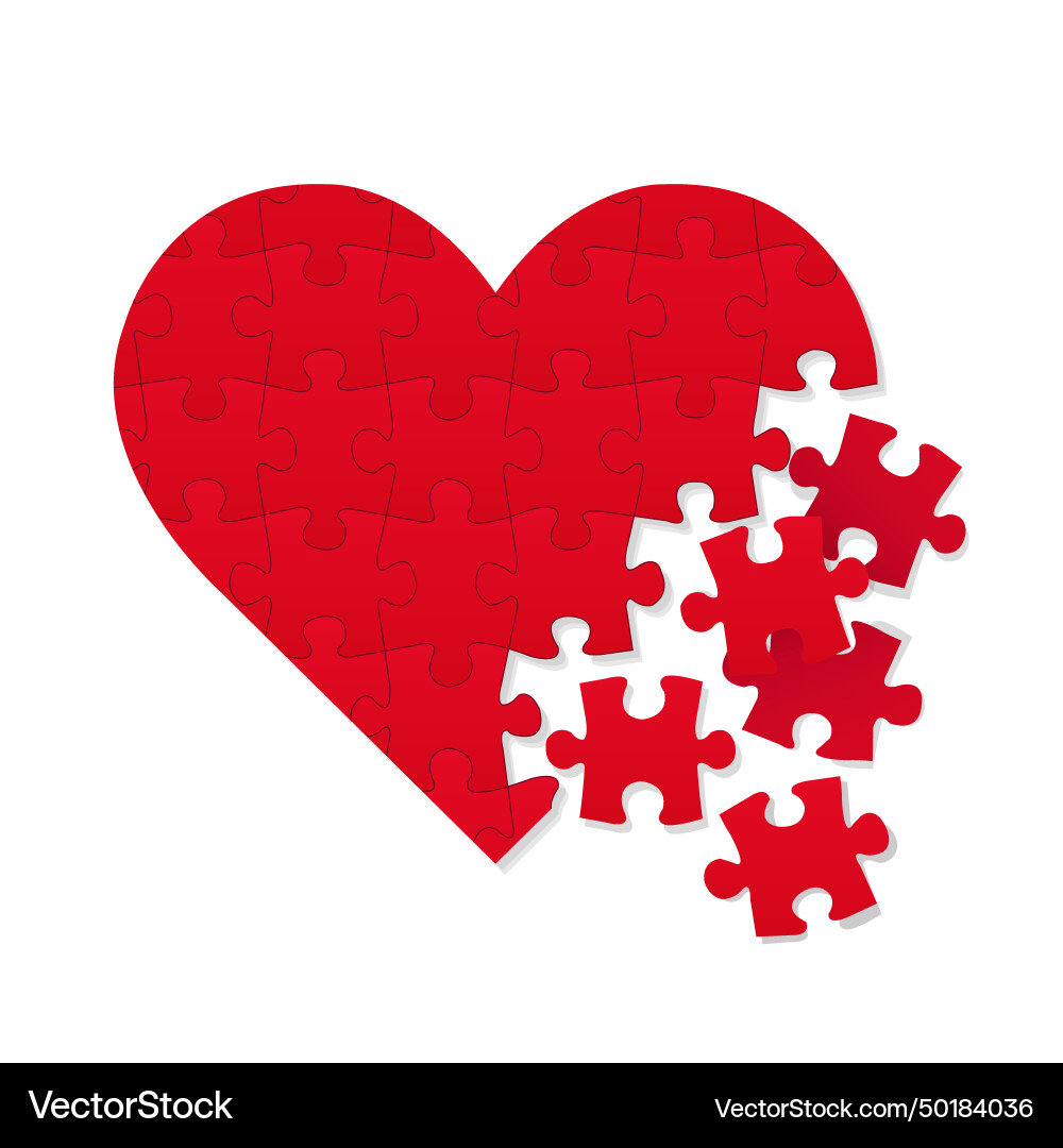 Red heart puzzle isolated white background Vector Image
