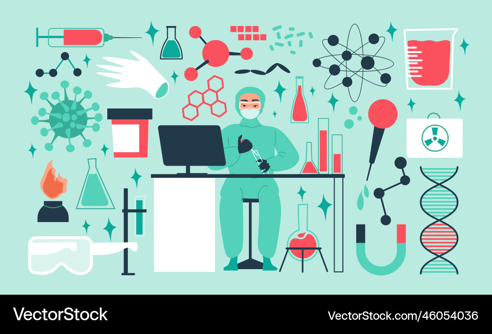 Scientist laboratory set Royalty Free Vector Image
