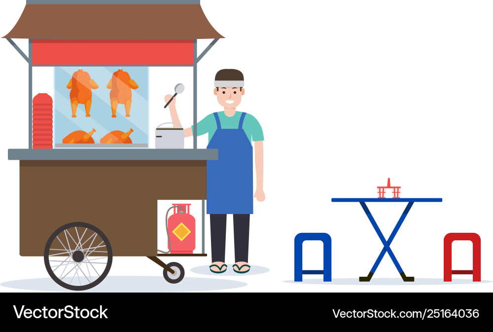 Thai rice with roasted chicken cart Royalty Free Vector
