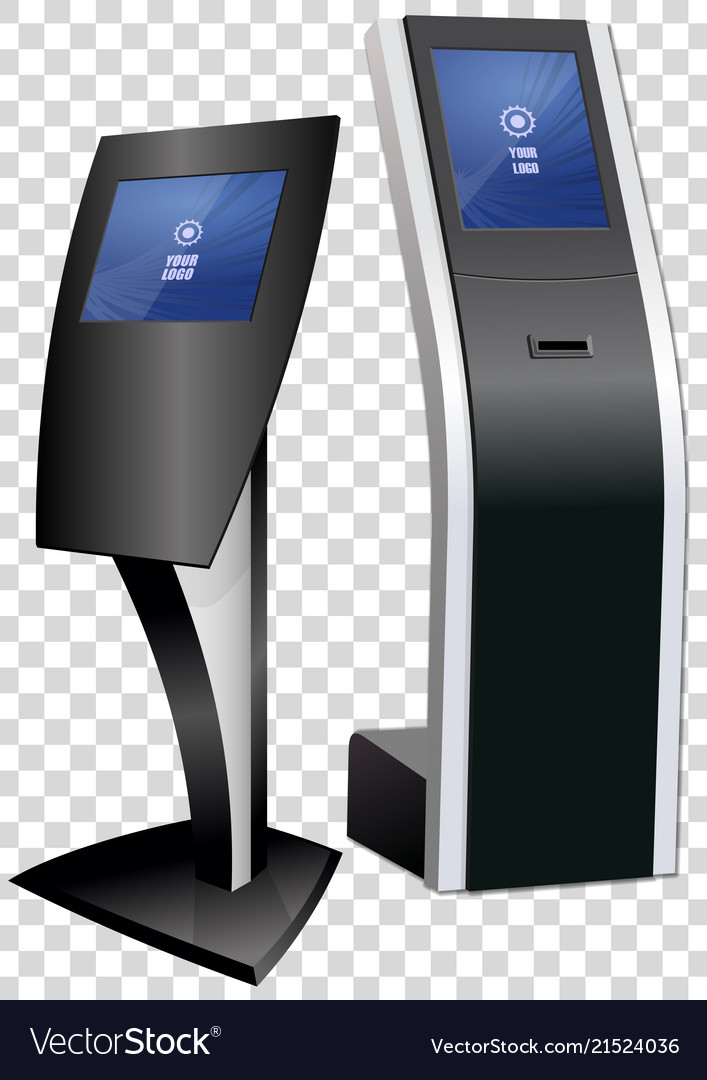 Two promotional interactive information kiosk Vector Image