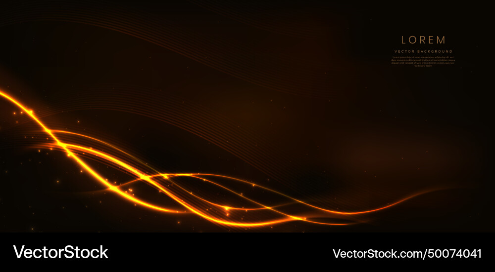 Abstract gold curved lines on black background Vector Image