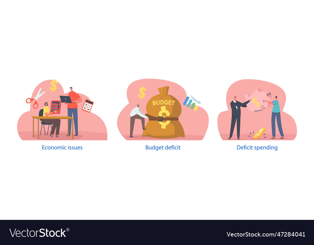 Economic issues isolated elements with characters Vector Image