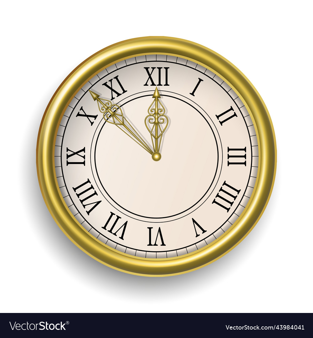 Gold clock Royalty Free Vector Image - VectorStock
