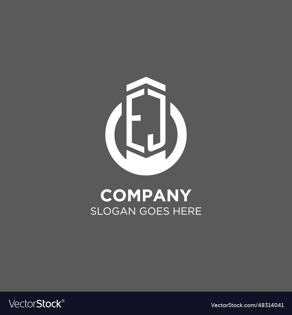 Initial ej circle round line logo abstract Vector Image