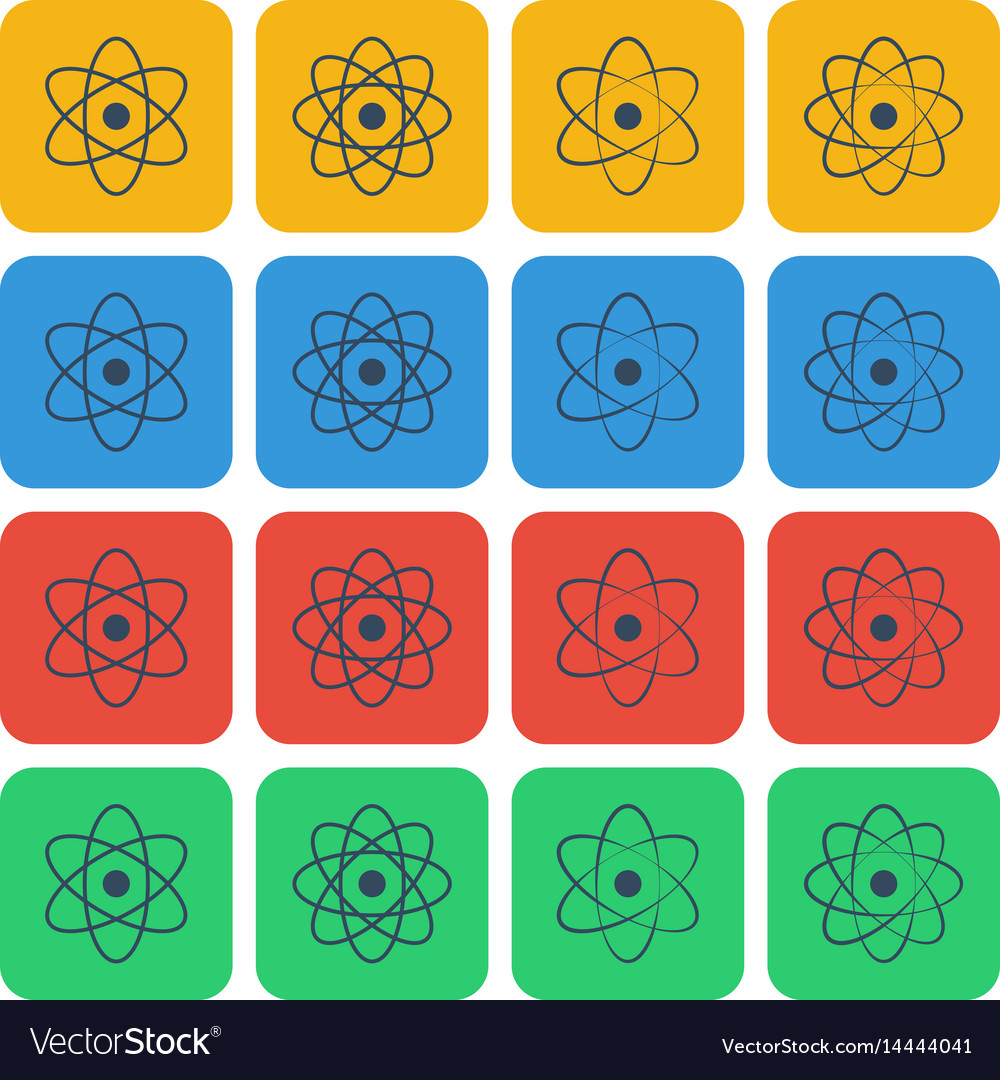 Multicolored atom icon set Royalty Free Vector Image
