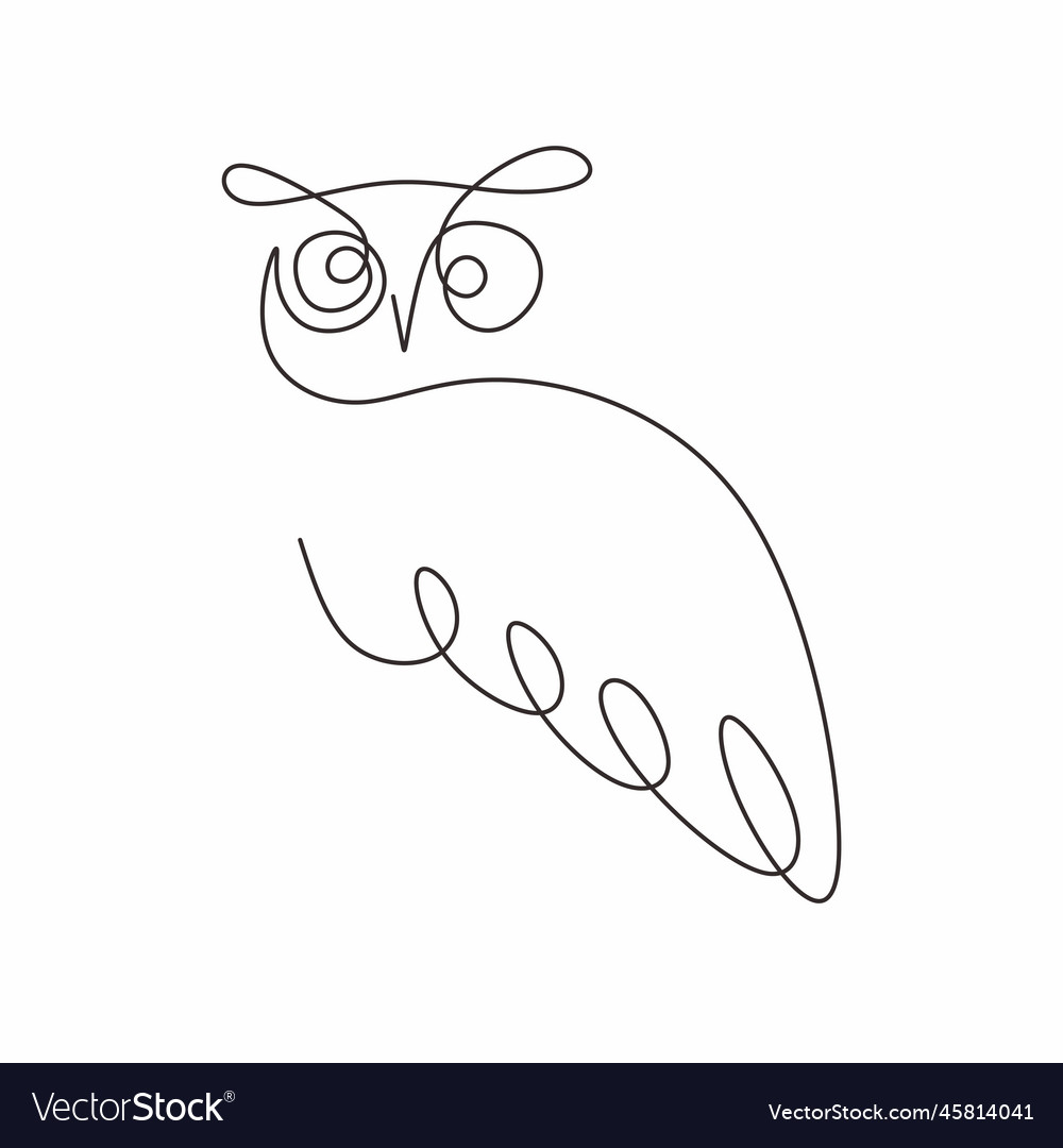 Owl one line drawing minimalism style of bird Vector Image