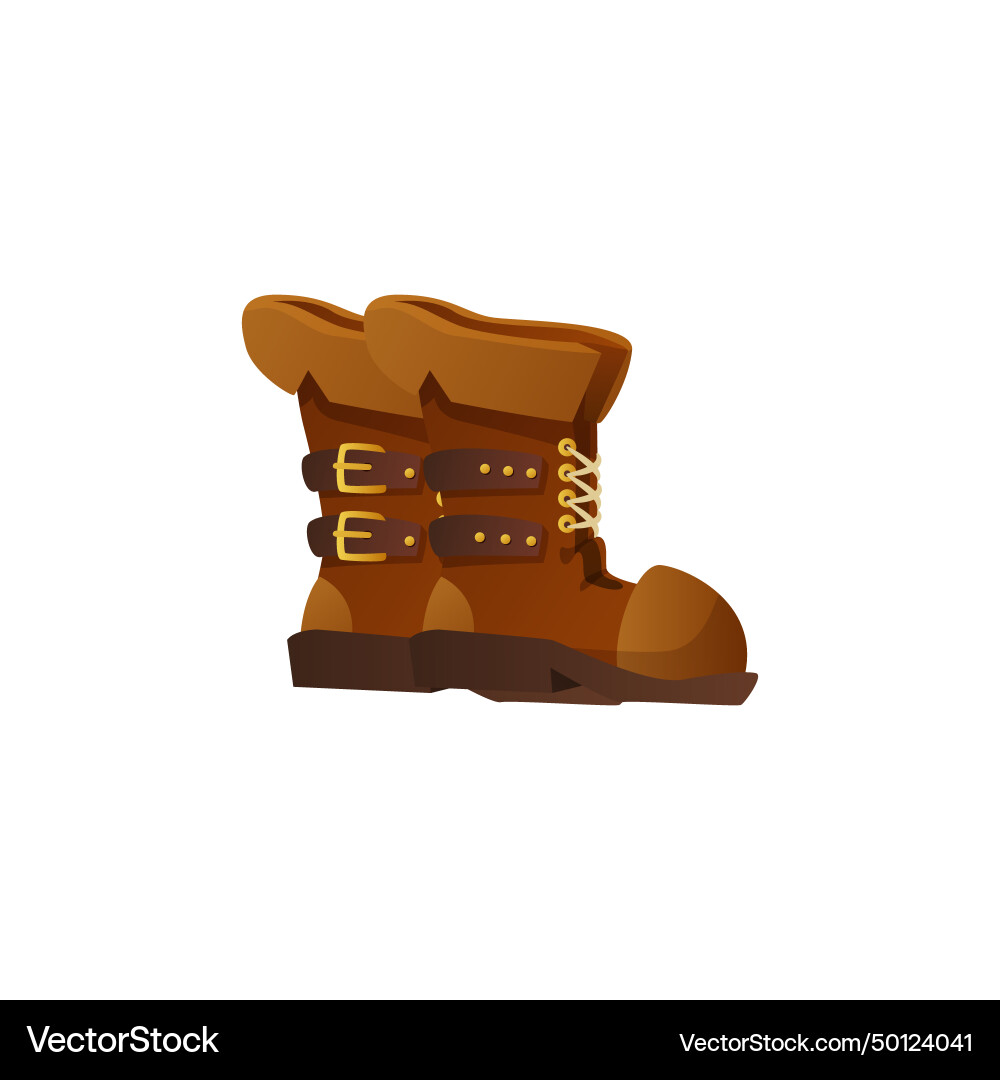 Pair of brown boots flat style Royalty Free Vector Image