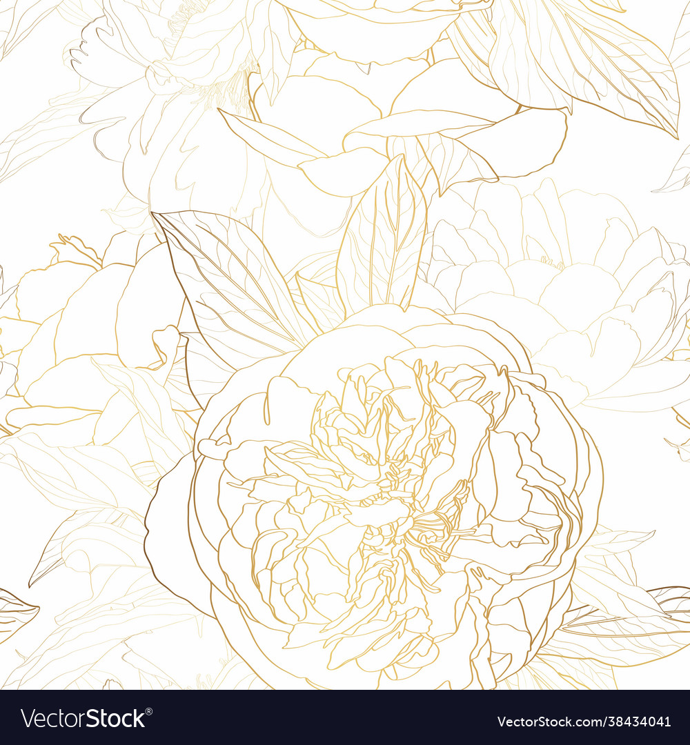 Roses peony floral vintage seamless pattern Vector Image