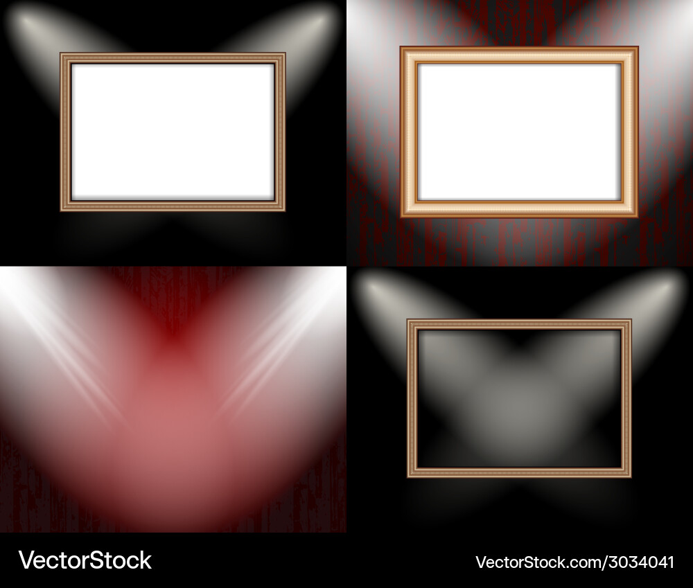Set of blank frame on a color wall lighting Vector Image