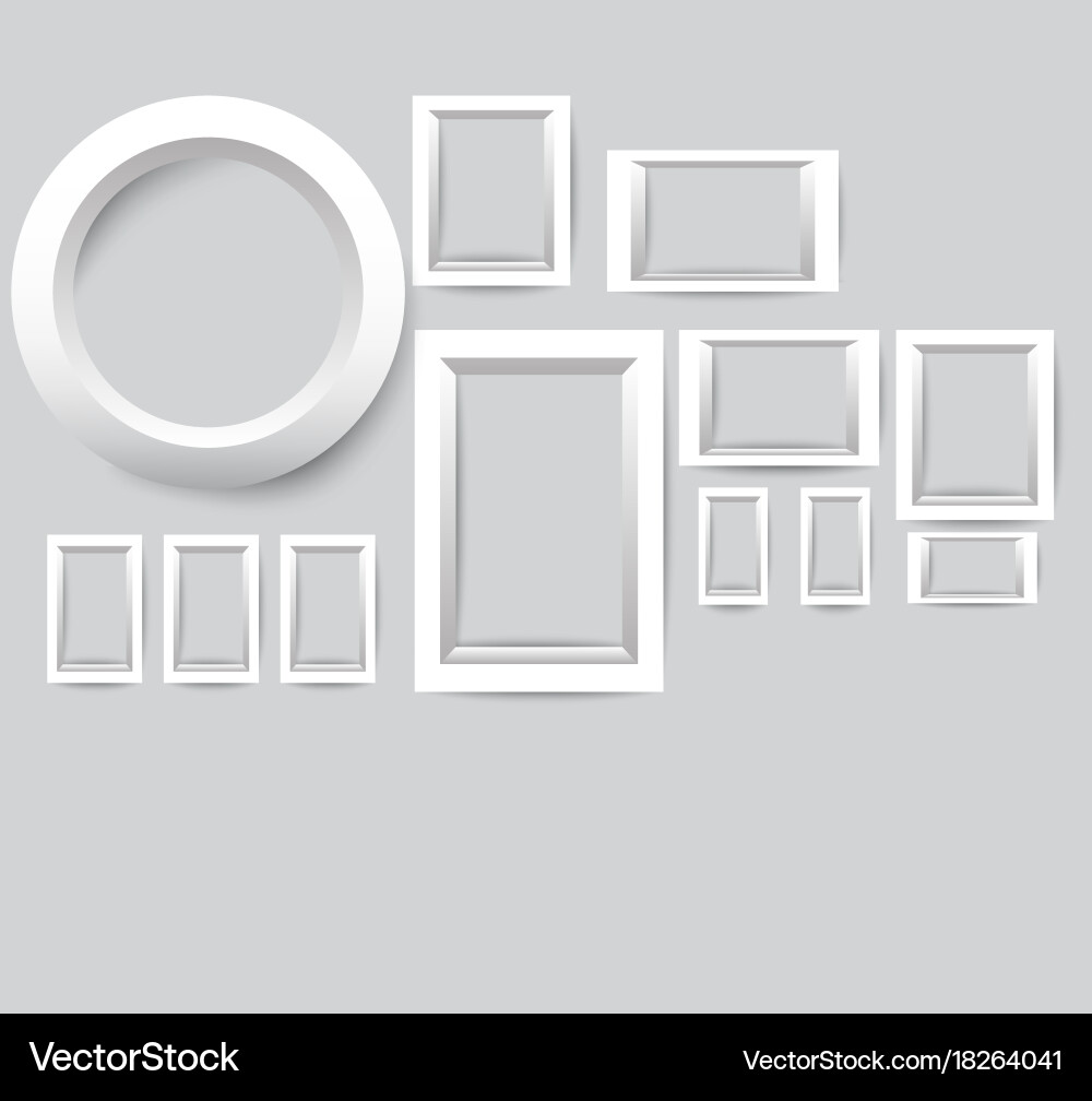 Set of white photo frames collection Royalty Free Vector