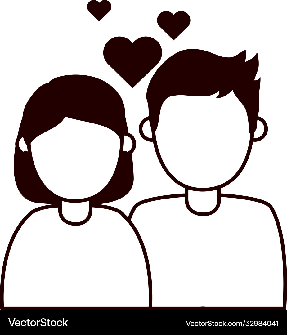 Young couple love hearts romantic affection Vector Image