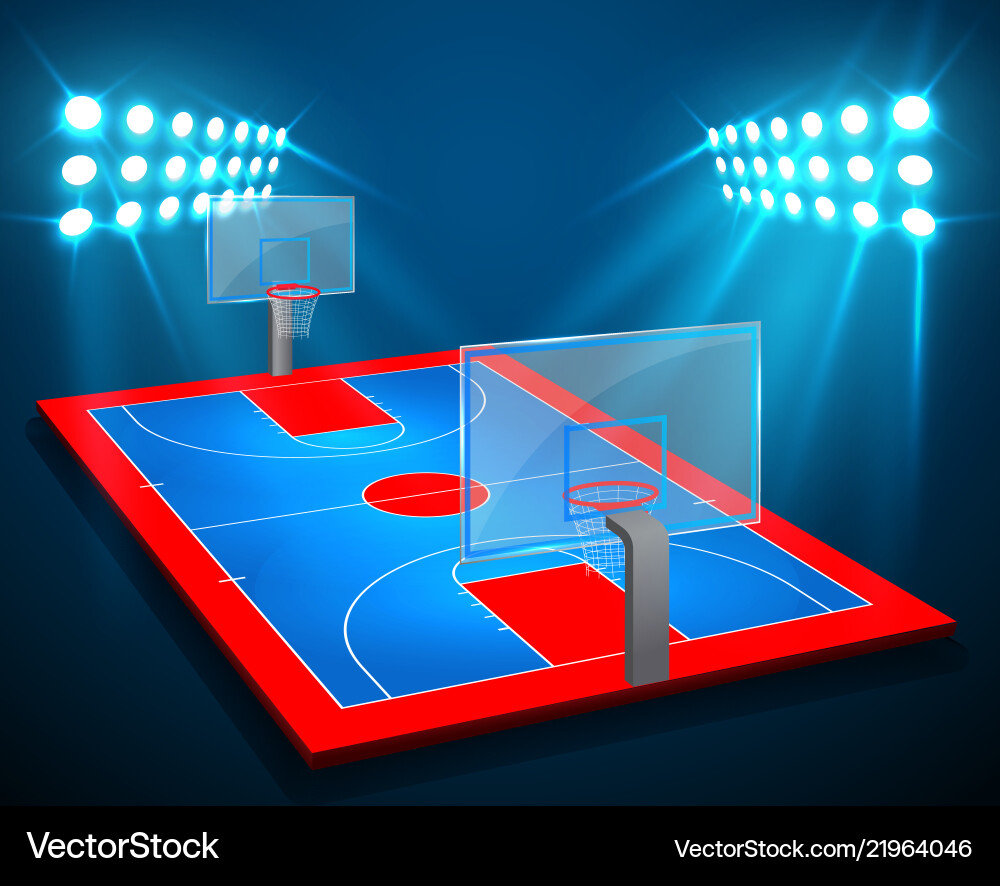 An perspective basketball arena field Royalty Free Vector