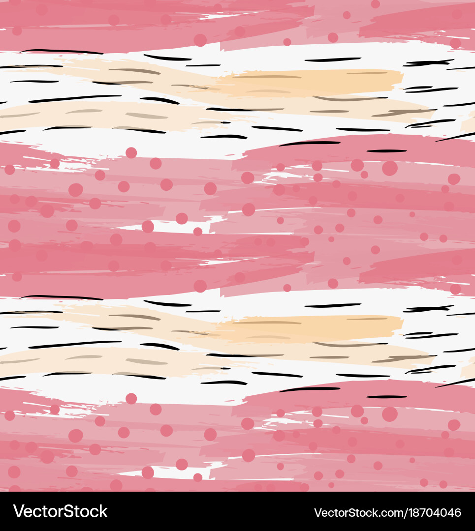 Artistic color brushed pink strokes with dots Vector Image