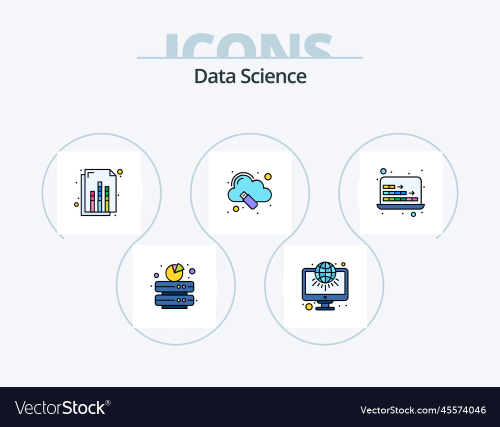 Data science line filled icon pack 5 icon design Vector Image