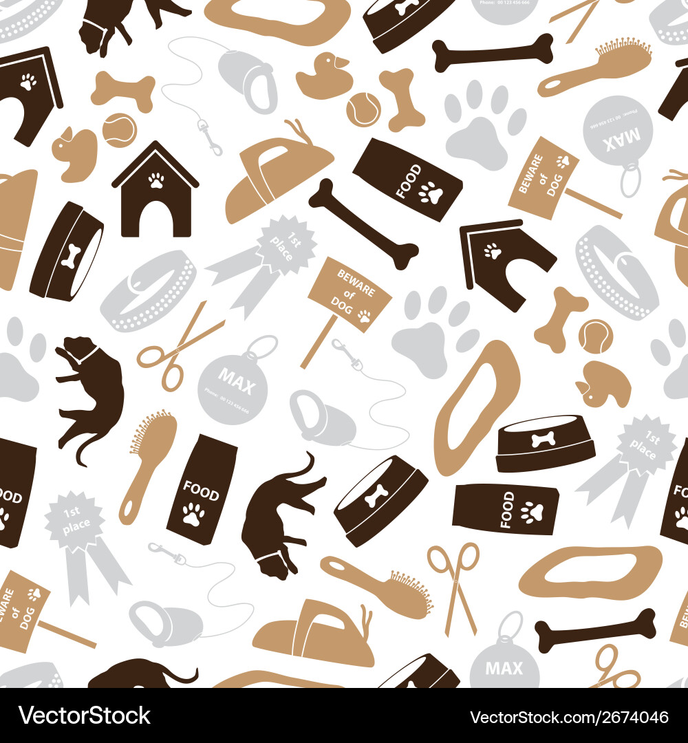 Dog icons brown color seamless pattern eps10 Vector Image
