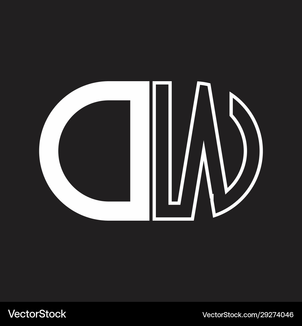 Dw letter logo monogram with oval shape negative Vector Image