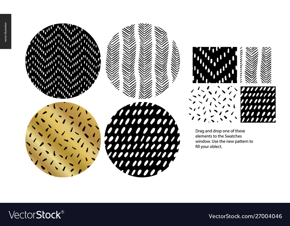 Hand drawn patterns - rounded Royalty Free Vector Image