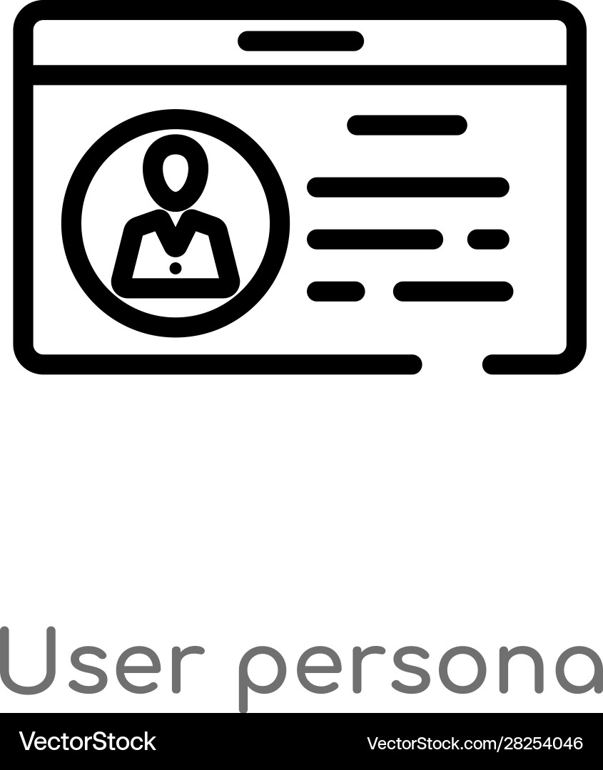 Outline user persona icon isolated black simple Vector Image