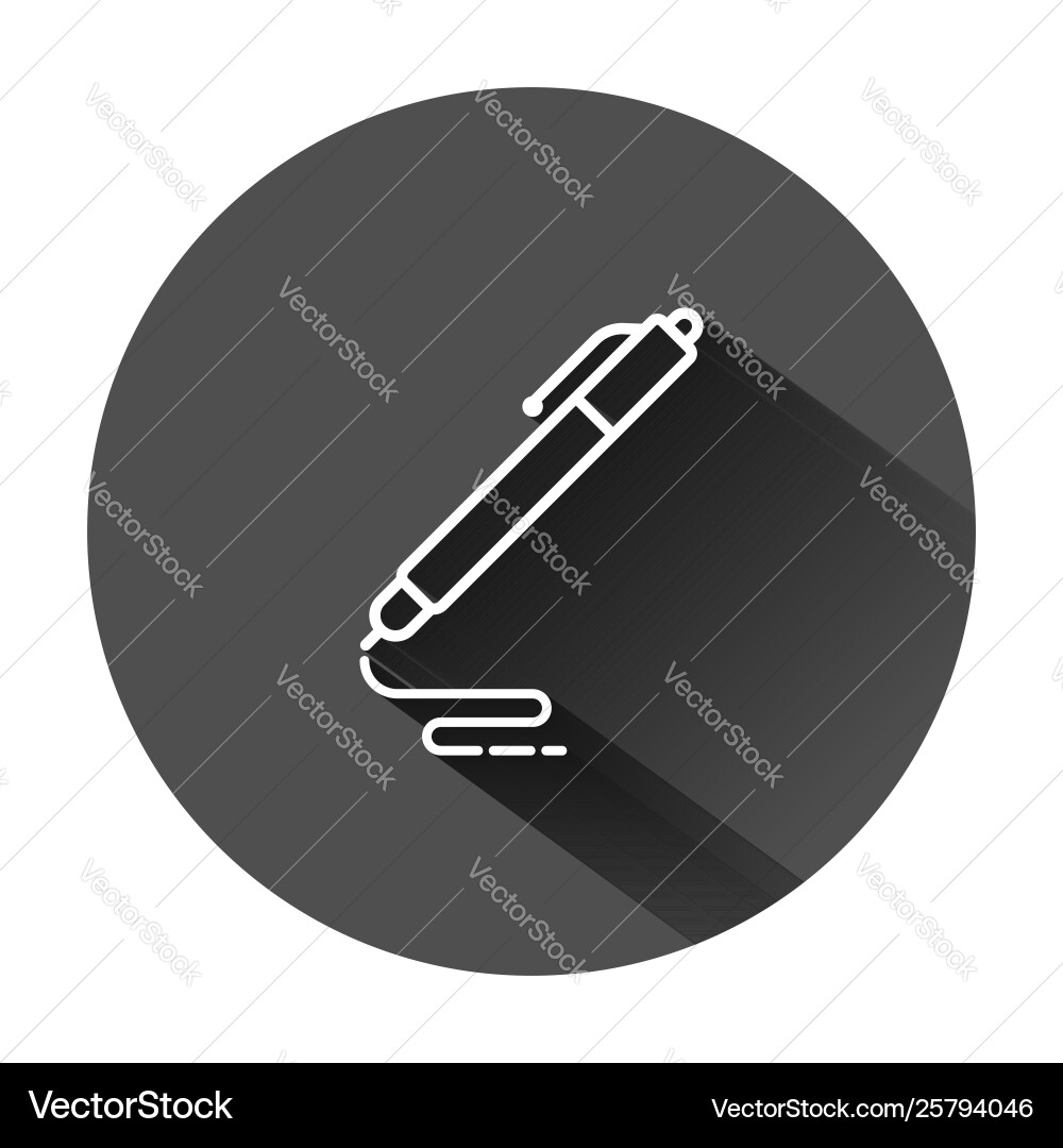 Pen icon in flat style ballpoint on black round Vector Image