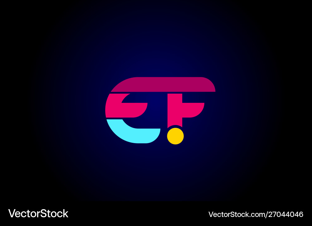 Pink blue alphabet letter ef e f combination Vector Image
