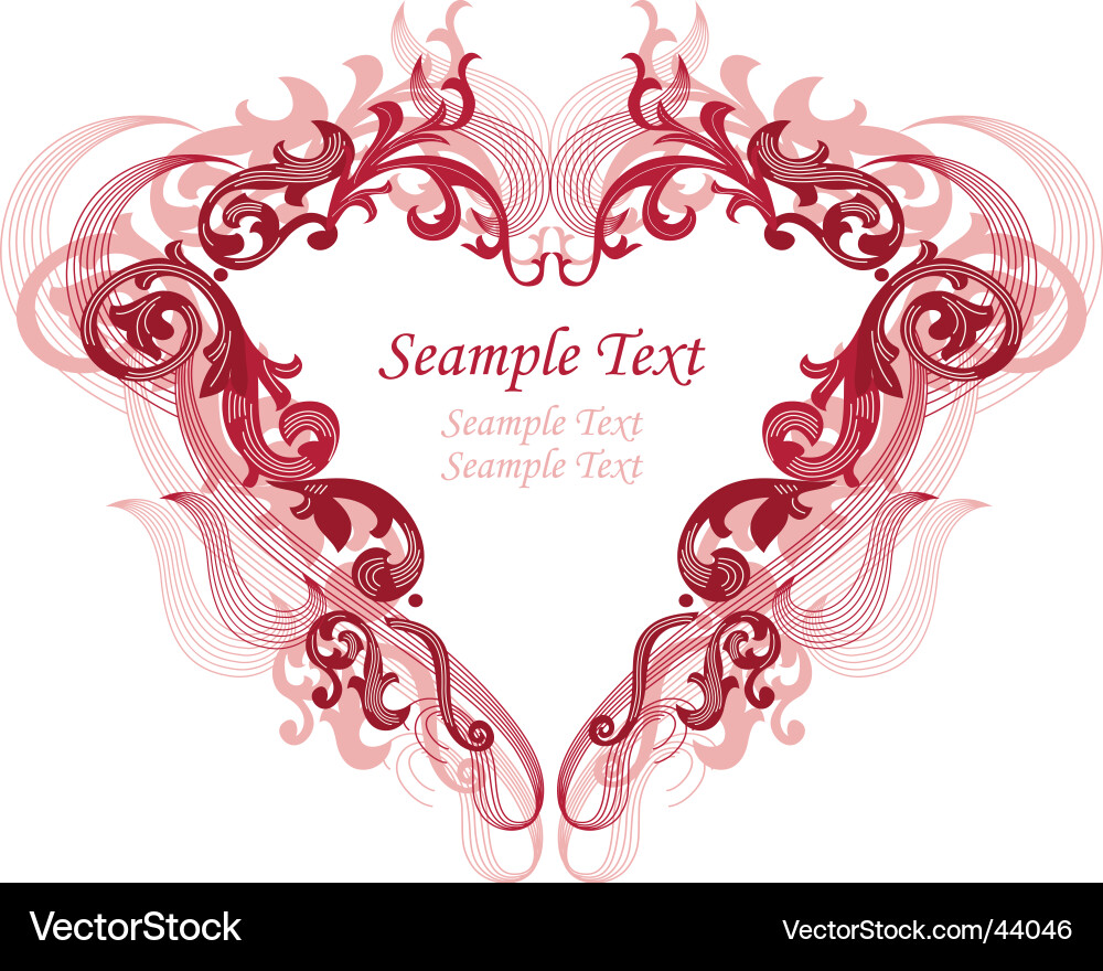Red heart with filigree ornament Royalty Free Vector Image