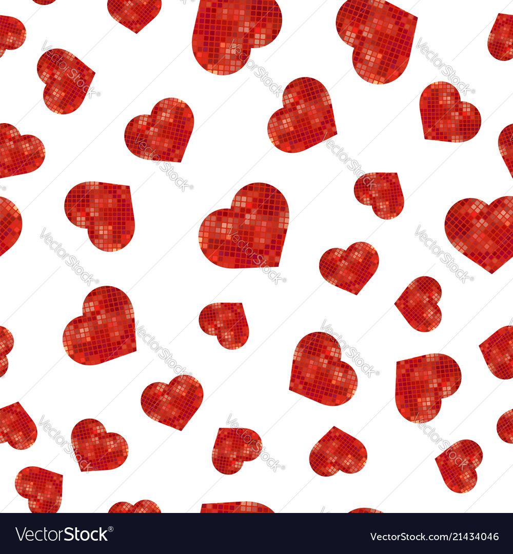 Red polygonal heart random seamless pattern Vector Image