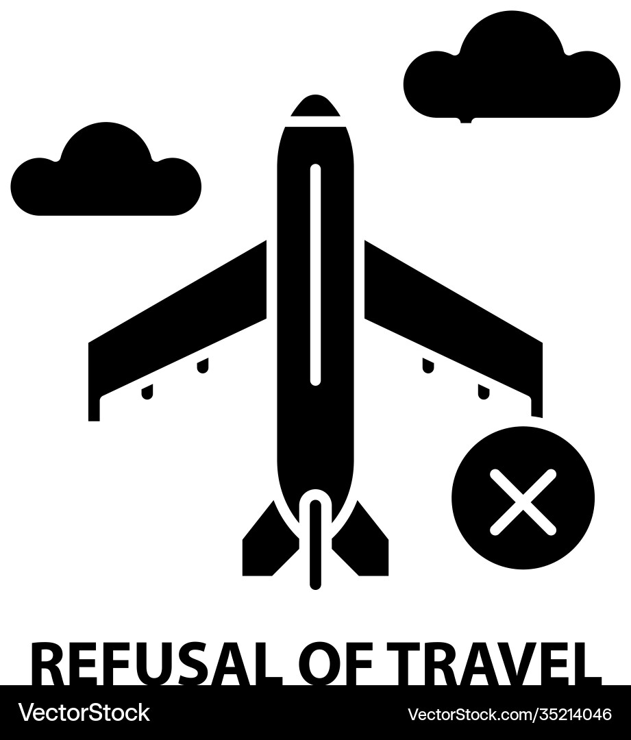 Refusal travel icon black sign Royalty Free Vector Image