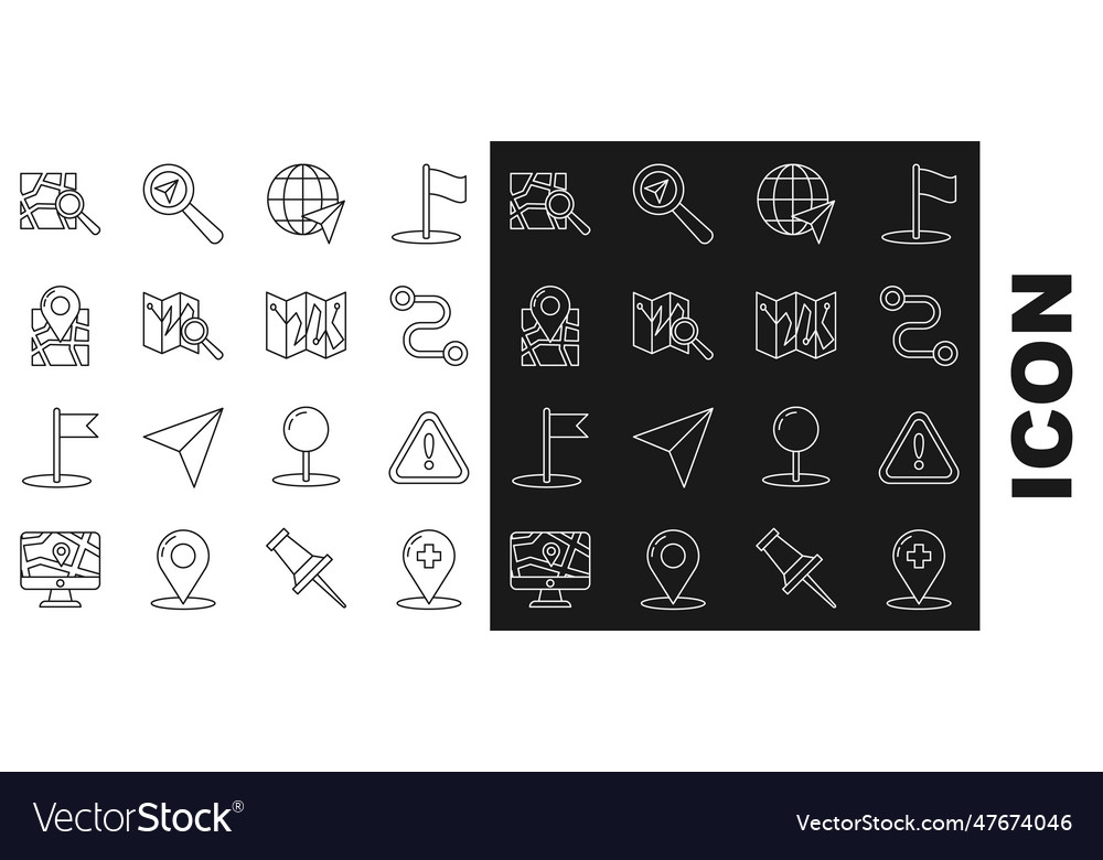 Set line medical map pointer with cross hospital Vector Image Set line medical map pointer with cross hospital Vector Image