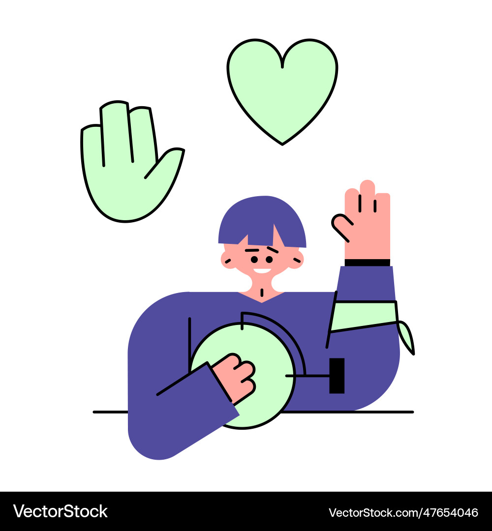 Young cartoon character helping people around Vector Image