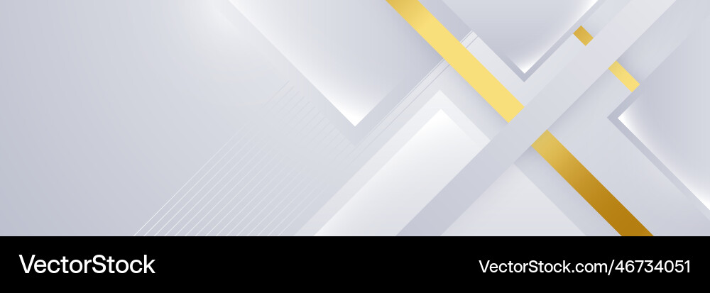 Abstract white and gold line shapes background Vector Image