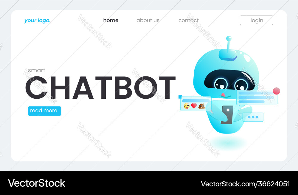 An online assistant bot on a landing page template