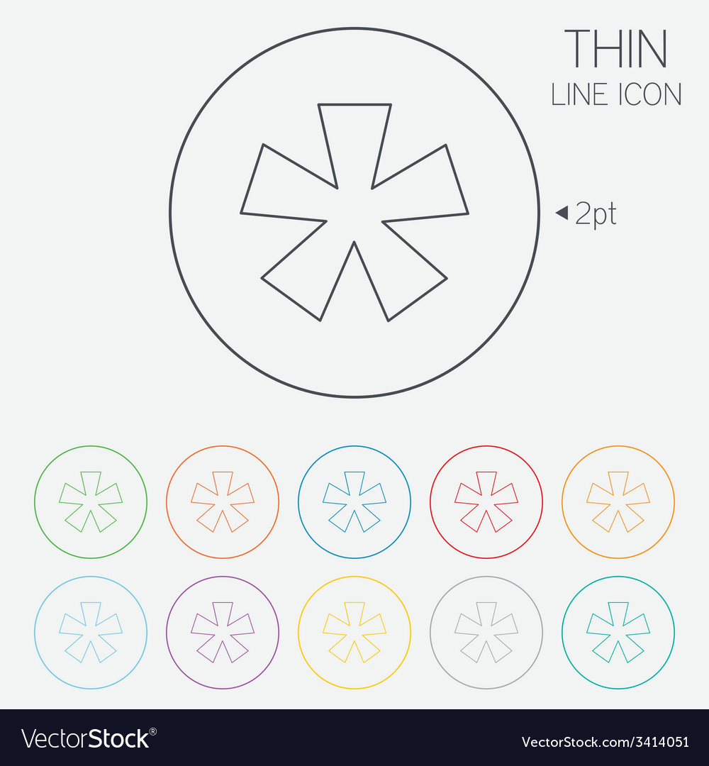 Asterisk footnote sign icon star symbol Royalty Free Vector