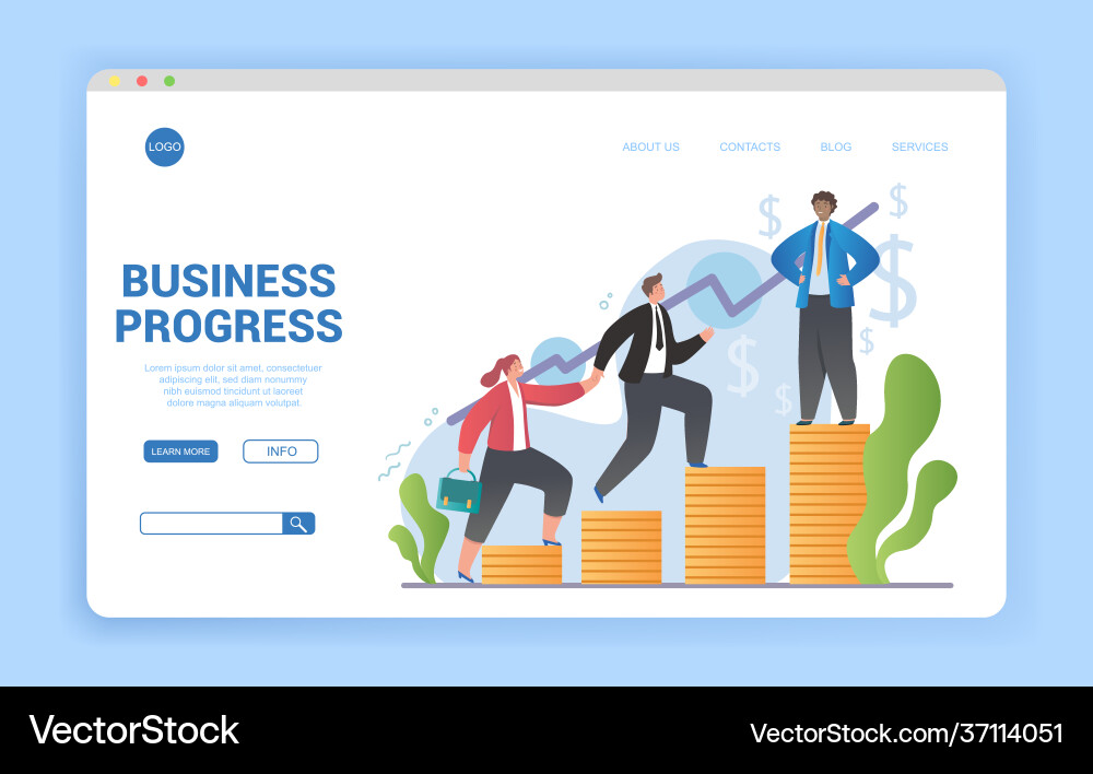 Business progress and success concept with team Vector Image