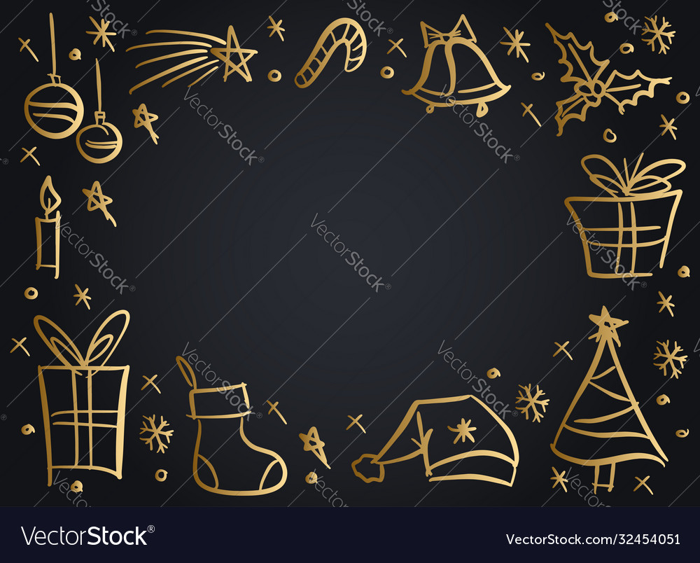 Christmas doodle sketchy elements frame Royalty Free Vector