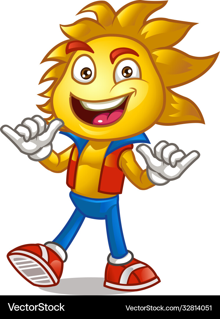Cute sun cartoon mascot Royalty Free Vector Image