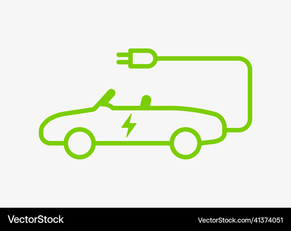 Electric car with power charging cable icon Vector Image