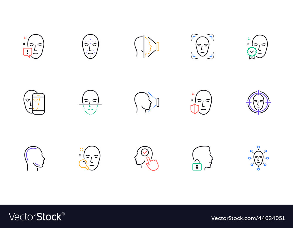Face recognize line icons biometrics detection Vector Image Face recognize line icons biometrics detection Vector Image