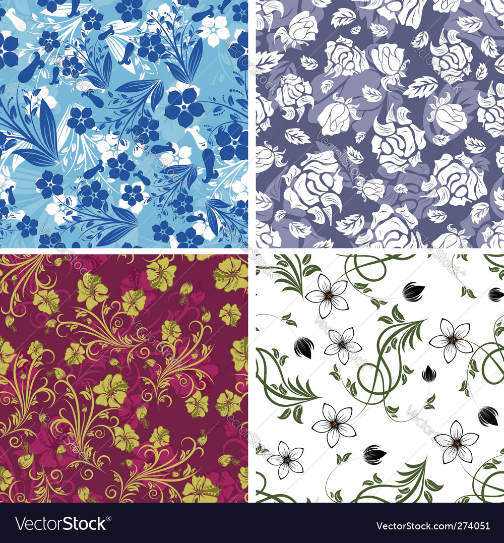 Floral pattern set Royalty Free Vector Image - VectorStock
