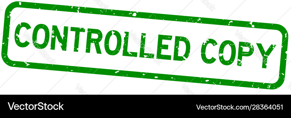 Grunge green controlled copy word square rubber Vector Image