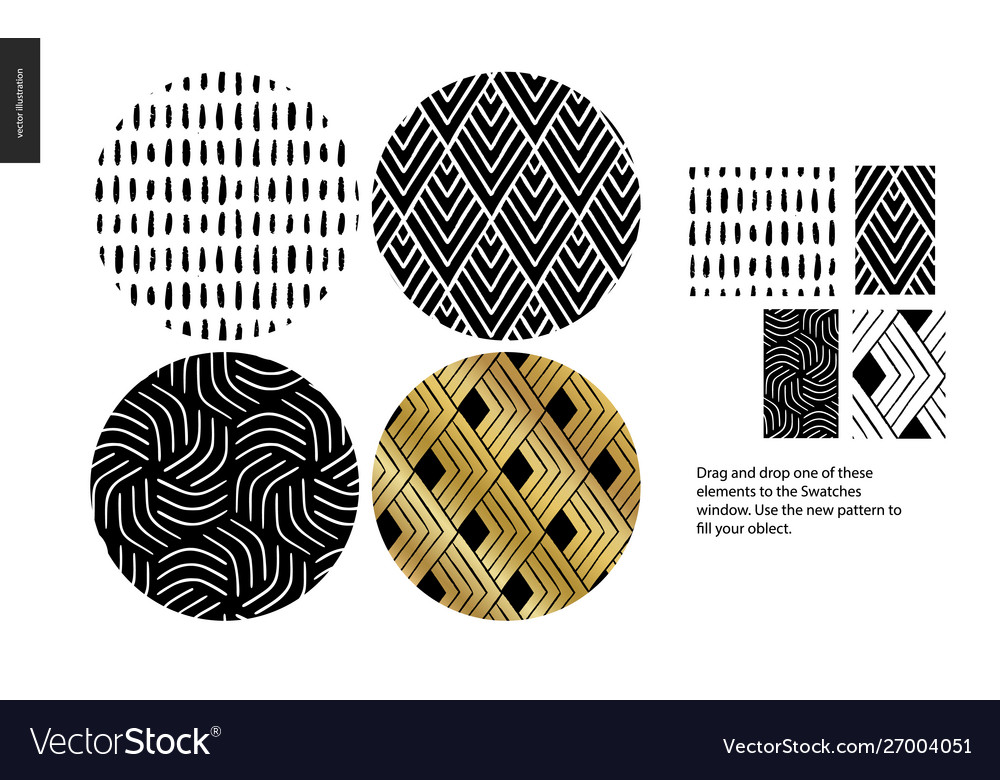 Hand drawn patterns - rounded Royalty Free Vector Image