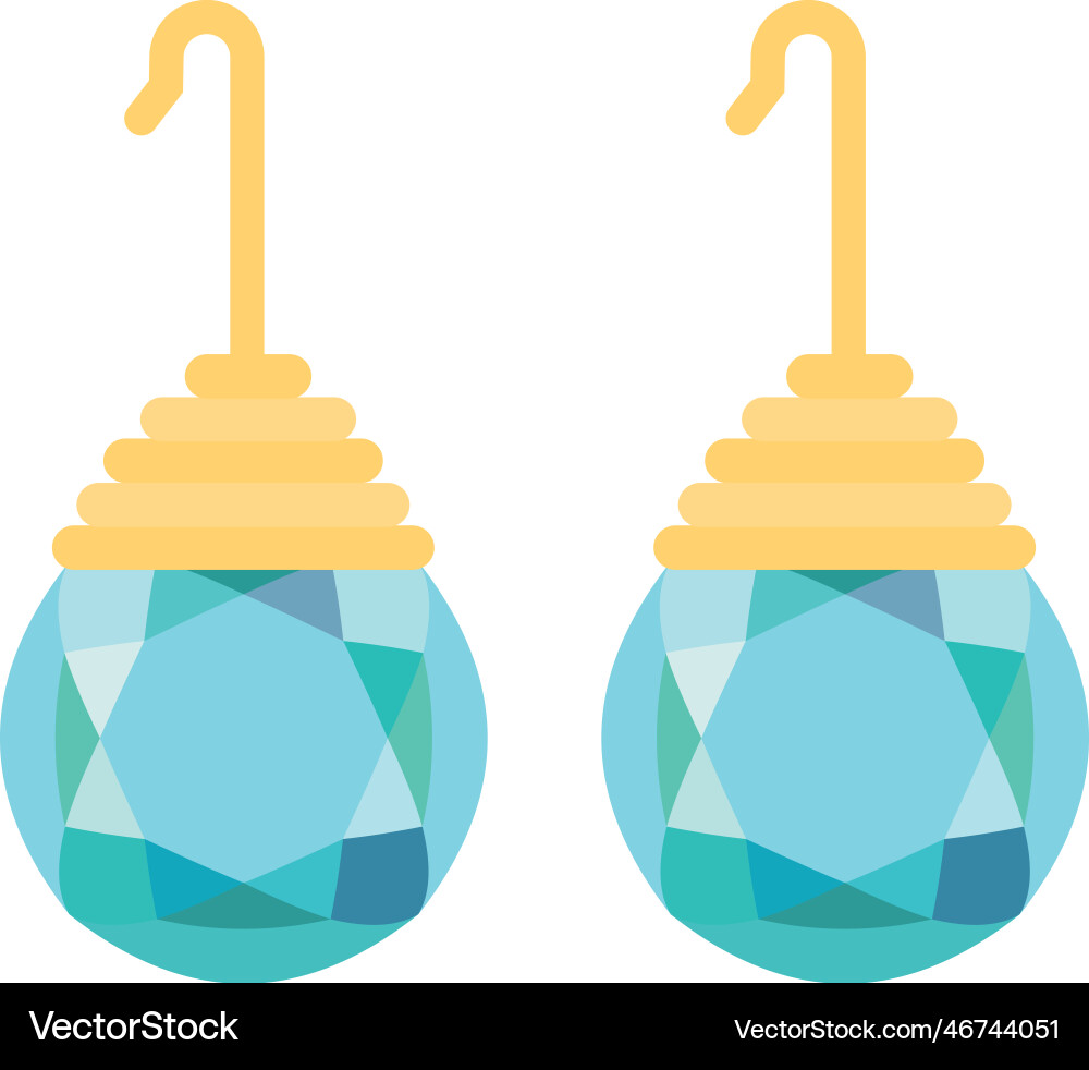 Isolated colored earring icon with gemstones Vector Image