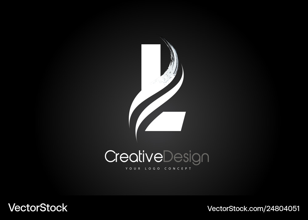 L letter design brush paint stroke logo Royalty Free Vector